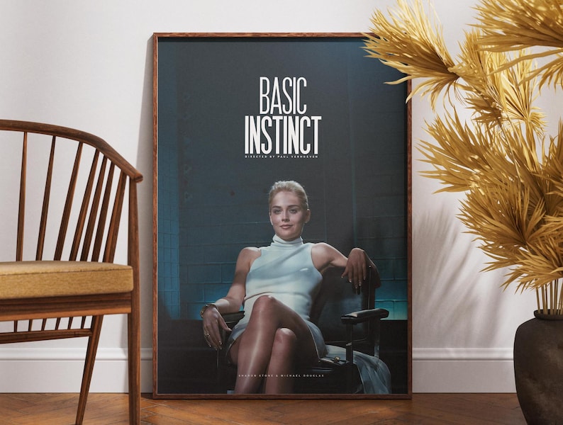 Basic Instinct Poster, Retro Vintage Poster, Movie Poster, Sharon Stone ...
