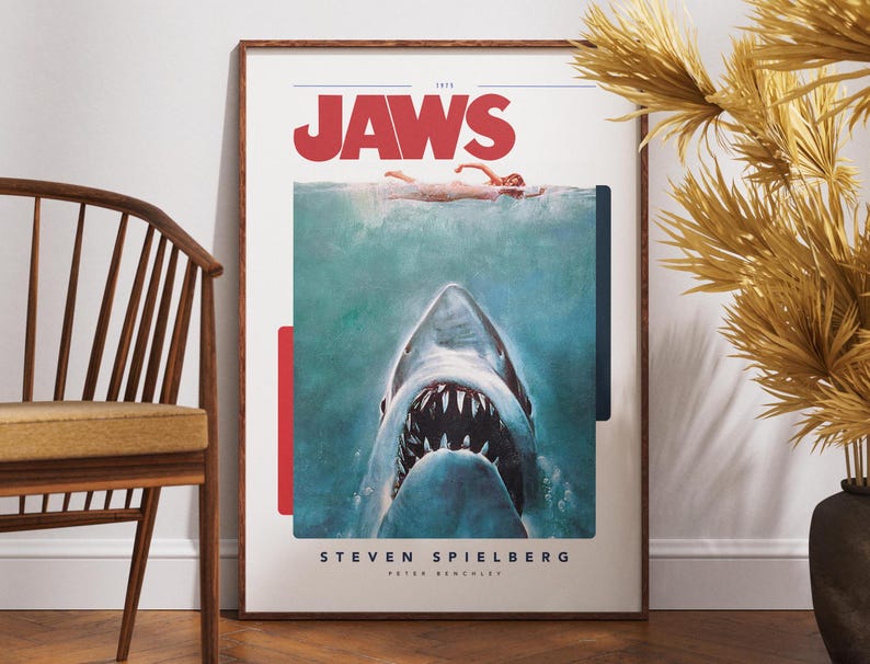 Jaws Movie Poster | Jaws Film Print | Retro Movie Poster | Minimalist ...