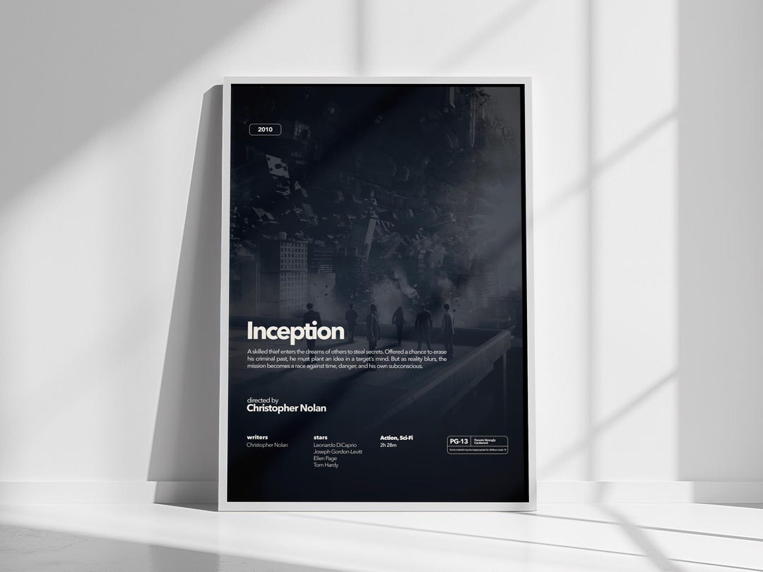 Inception Movie Poster, Colored Movie Print, Film Print, Retro Movie ...