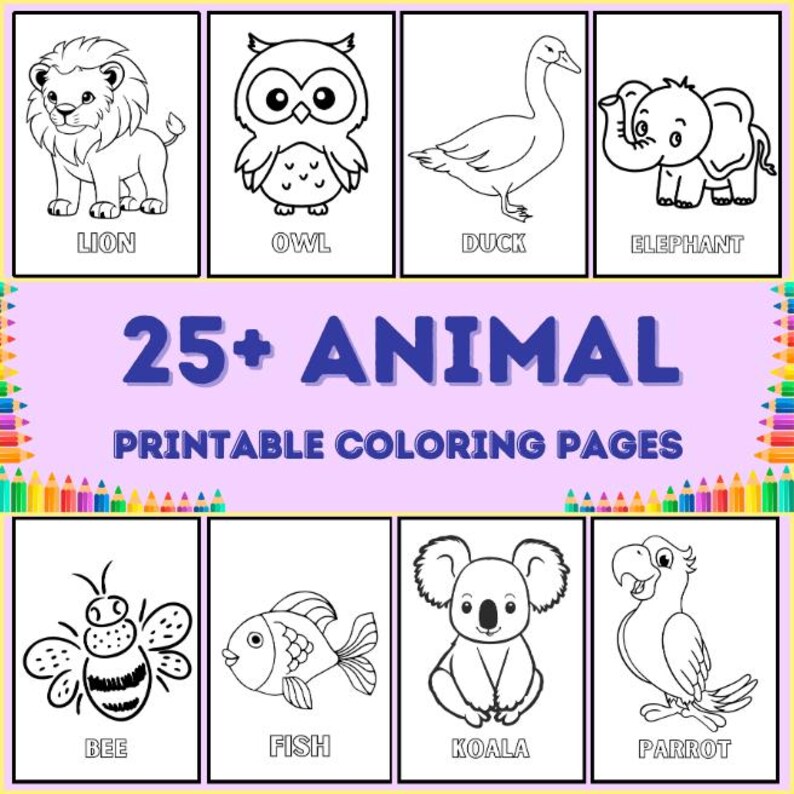 Animal Coloring Pages for Kids | Easy Kids Coloring Books | Easy ...
