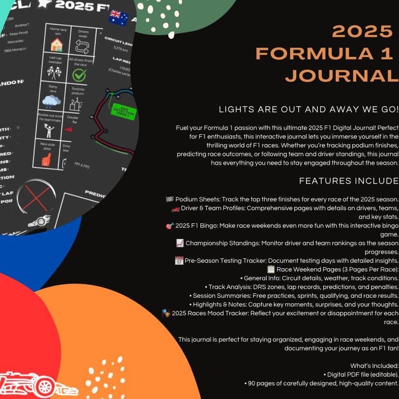 F1 Journal 2025 - Etsy