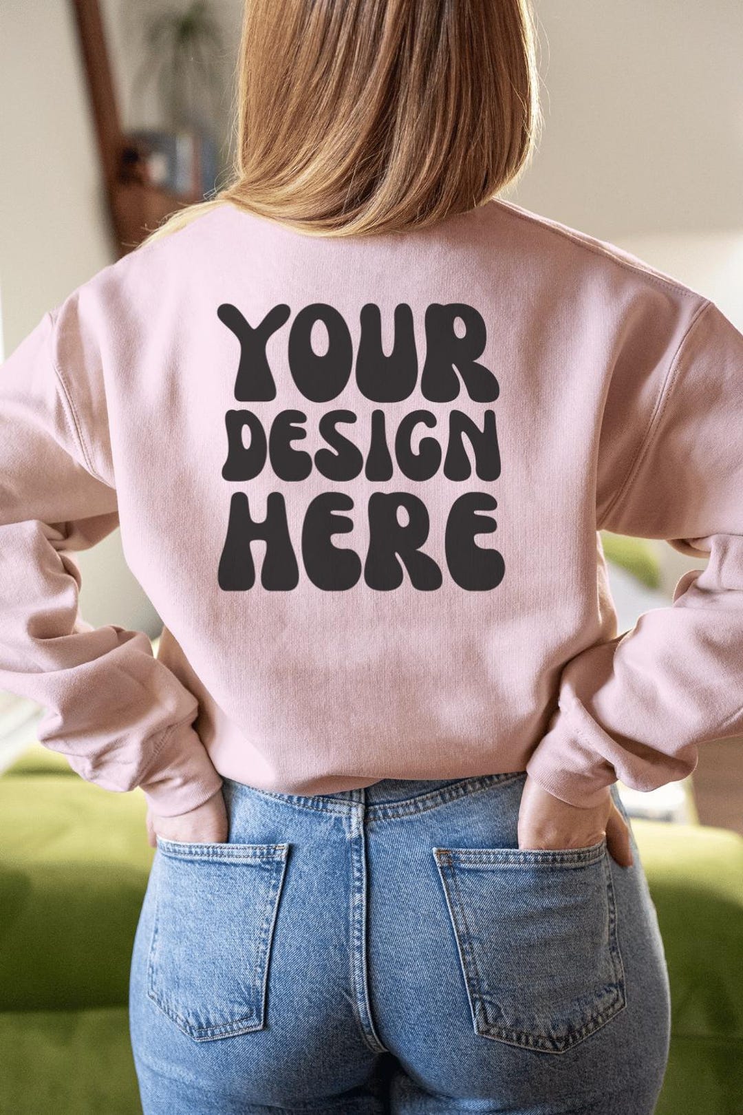 Gildan Light Pink Sweatshirt Back Mockup, Gildan 18000 Mockup ...