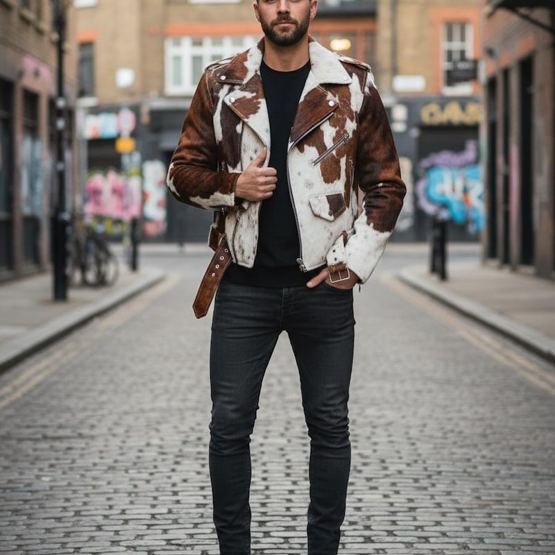 Leather Cow Hide Jacket - Etsy