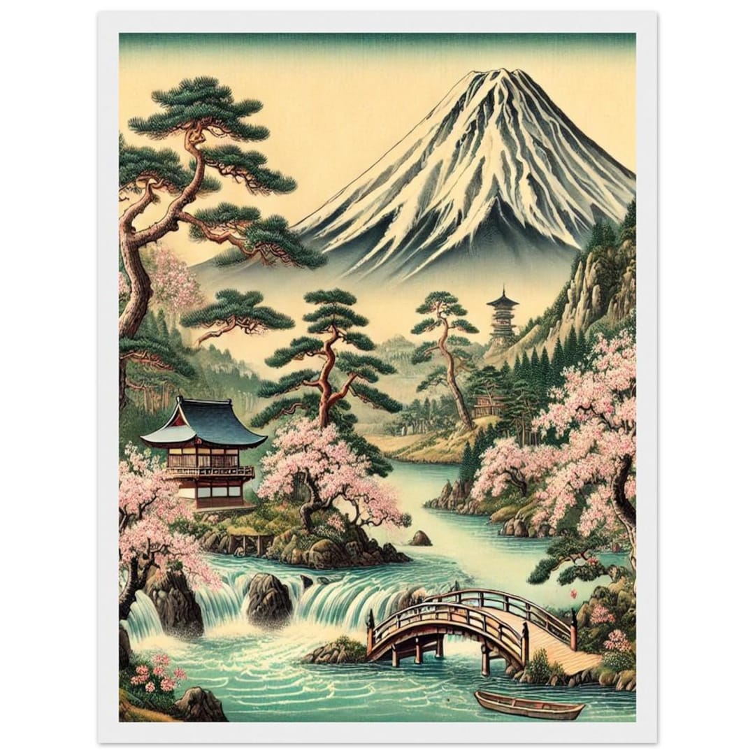 Ukiyo-e Mount Fuji Poster - Japanese Framed Art | Elegant Wall Decor ...