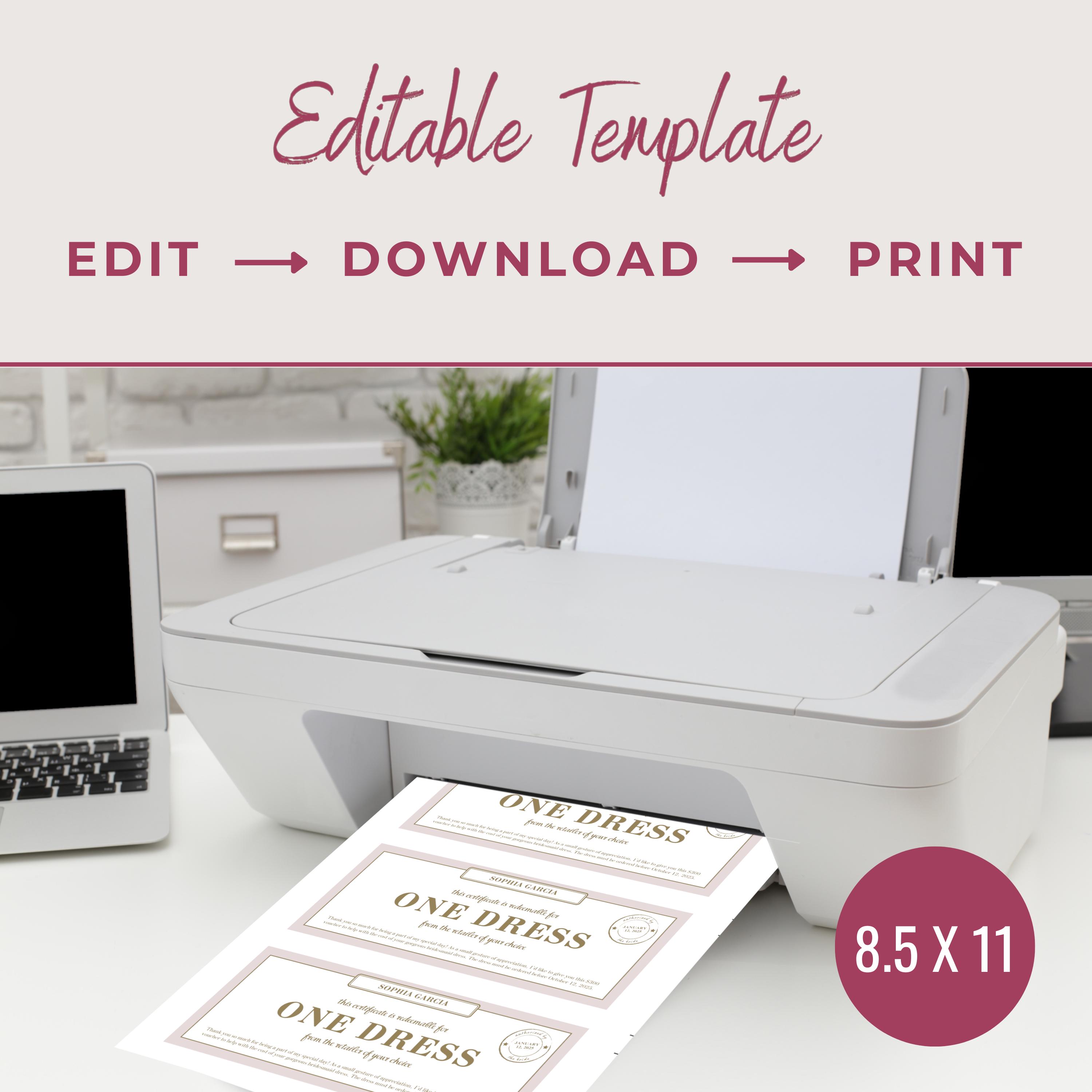 Bridesmaid Dress Coupon Template, Bridesmaid Dress Voucher, Unique ...