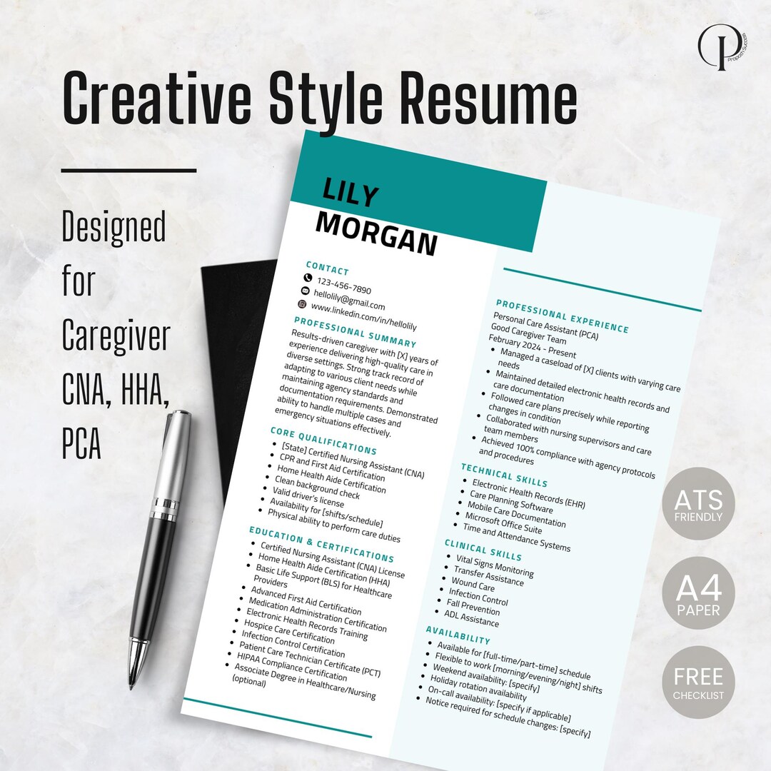 HHA Resume Template | Ats-friendly Canva Design for Home Care Agency ...