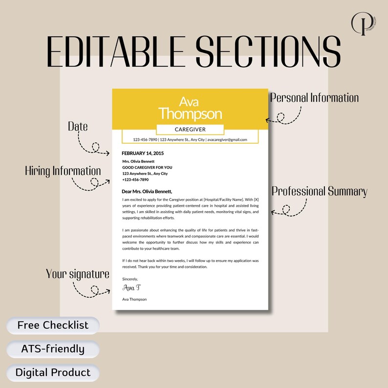 Caregiver Resume for Hospital or Assisted Living Facility Ats-friendly ...