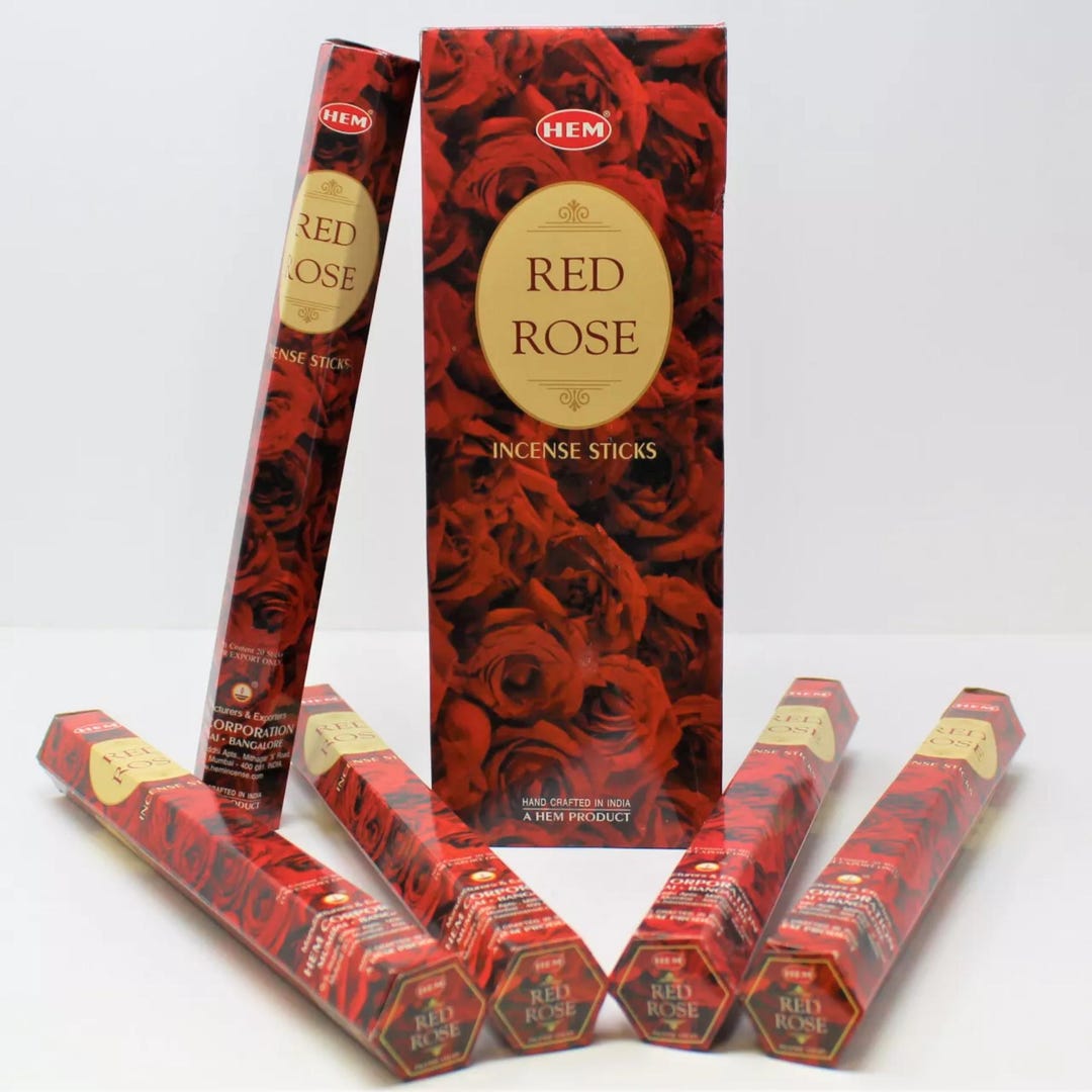 HEM Red Rose Incense Sticks - (pack of 6) Long-lasting, Natural Aroma ...