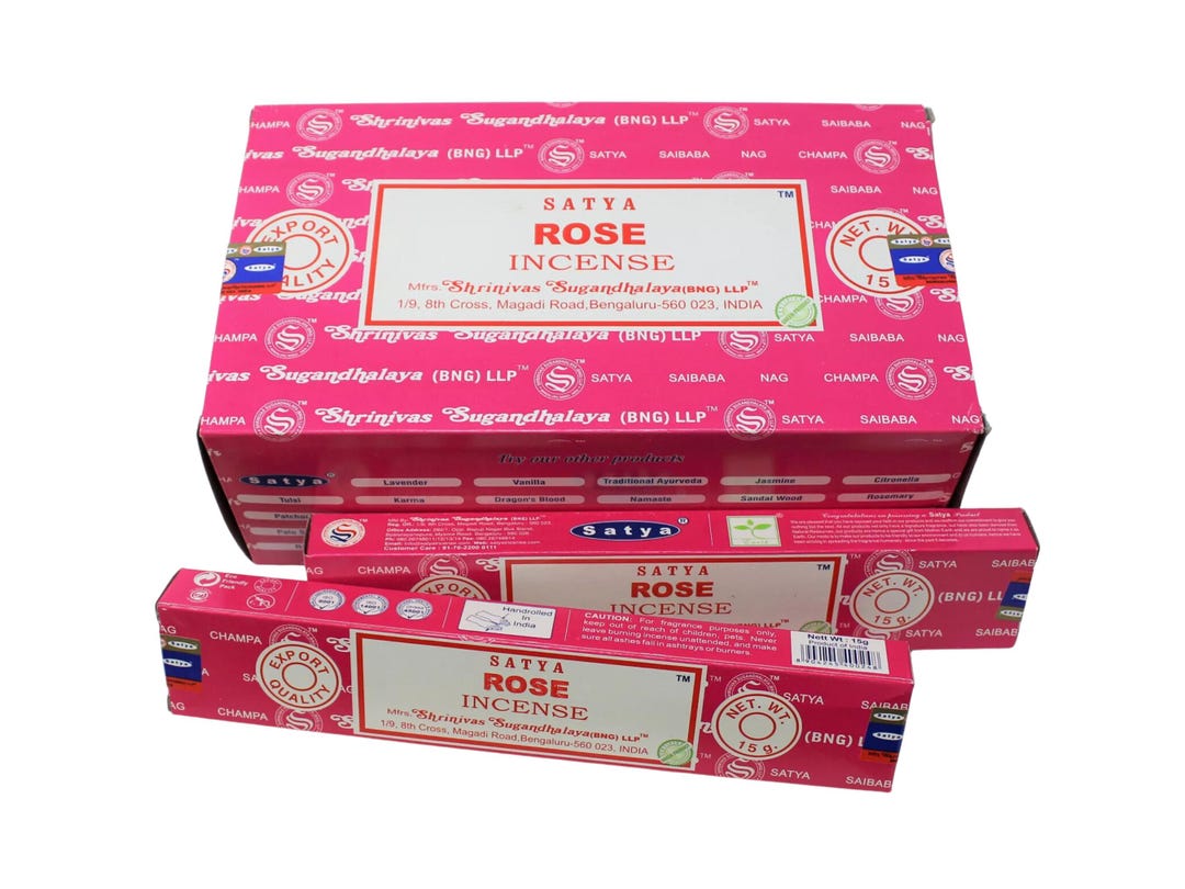 Satya Rose Incense Sticks 15 Gram (pack of 12) Natural Fragrance ...