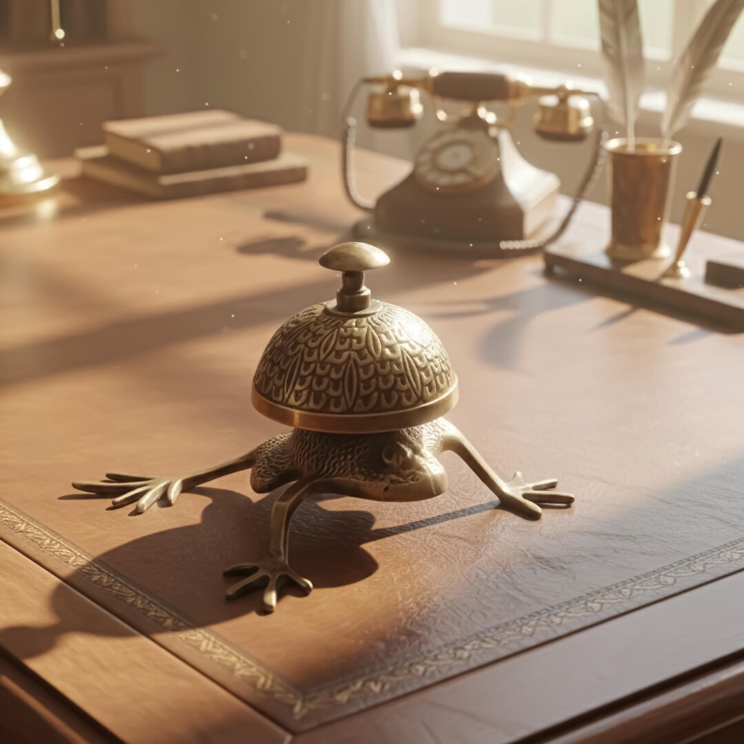 Vintage Frog Desk Bell | Handcrafted Brass Call Bell | Antique Style ...