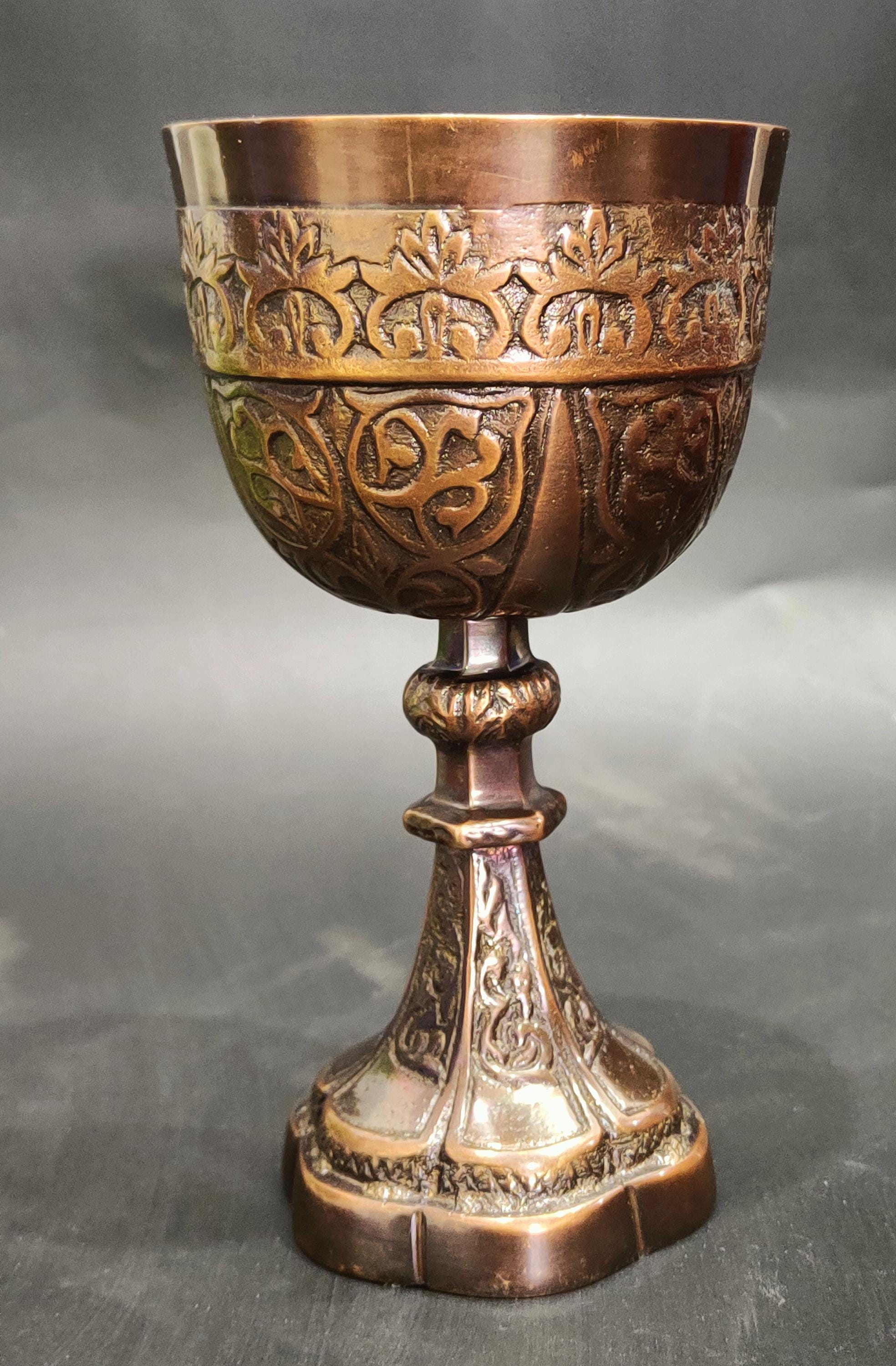 Antique Bronze Chalice Goblet, Medieval Grail Cup With Velvet Box - Etsy