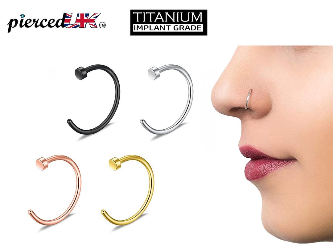 Nose Hoop, Titanium Nose Ring C-type Hypoallergenic Nose Nail Piercing 20g, 18g. 16g, 14g ...