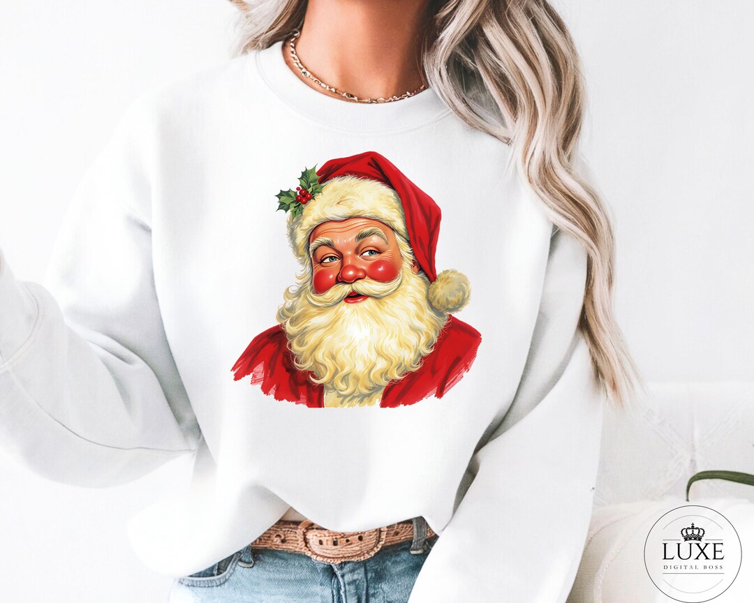 Vintage Santa PNG, Retro Santa Design, Vintage Christmas Shirt Design ...