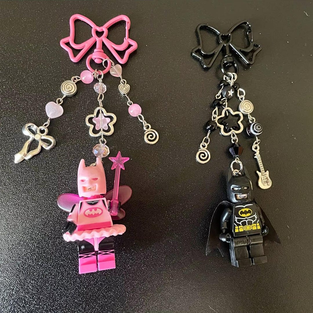 Y2k Pink Fairy Keychain, Y2k Handmade Minifigure Keychains, Beaded Bag ...