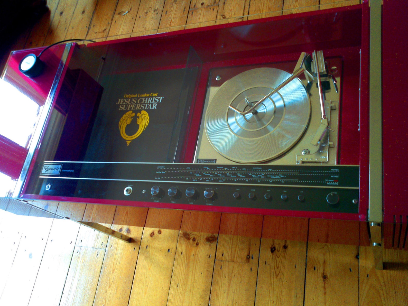 Unique 1970s Ultra Radiogram Coffee Table Refinished in Fiery Red With ...