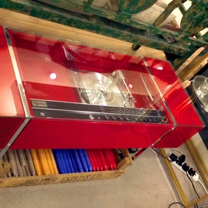 Unique 1970s Ultra Radiogram Coffee Table Refinished in Fiery Red With ...