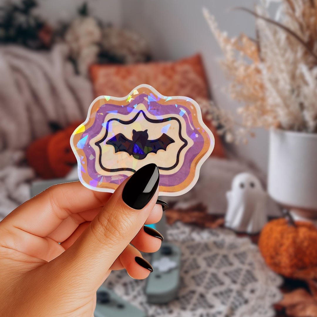 Bat Cookie Holographic Vinyl Sticker – Spooky Halloween Treat - Etsy