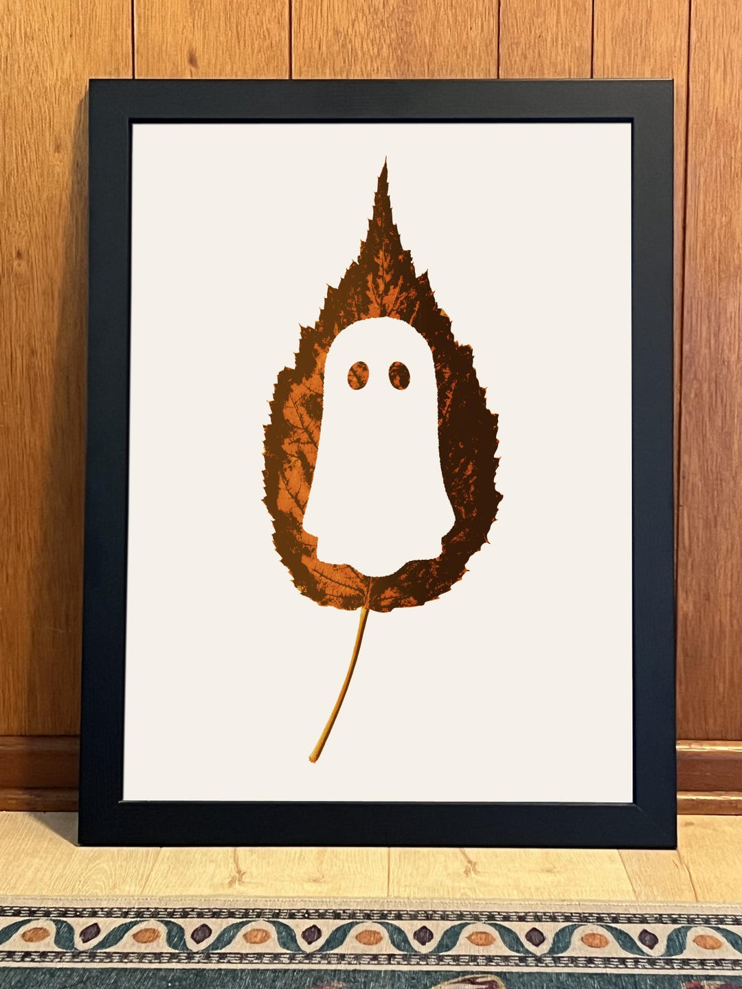 Cute Ghost Leaf Printable Fall Wall Art, Vintage Spooky Halloween Decor ...