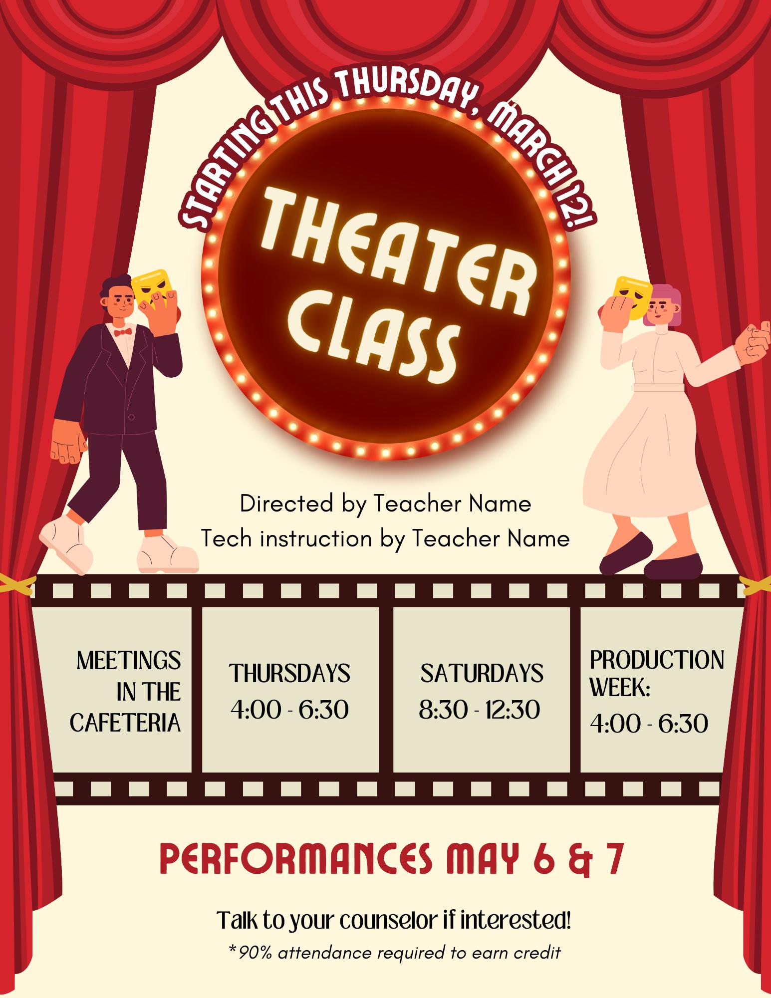 THEATER CLASS FLYER | Simple Cute Cartoon Advertisement Poster - Etsy