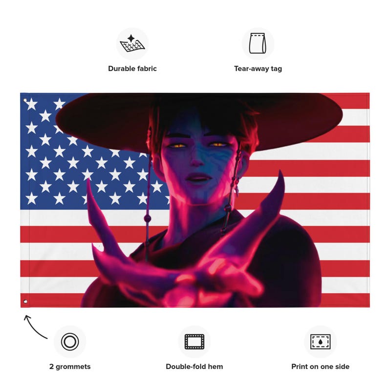 SAJA BOYS American Flag | KPOP Demon Hunters Your Idol Banner - Etsy