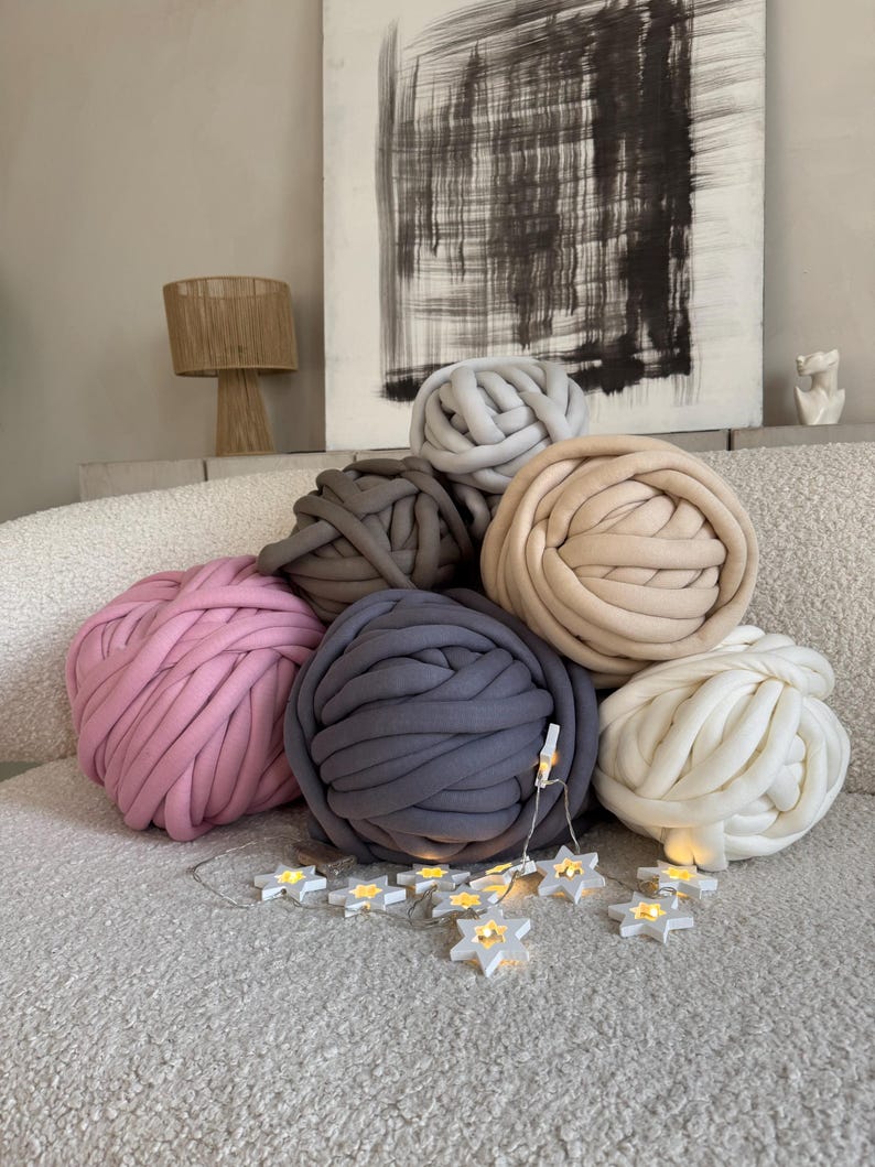 Super Bulky Cotton Tube Yarn, Jumbo Arm Knitting Yarn, Soft DIY ...