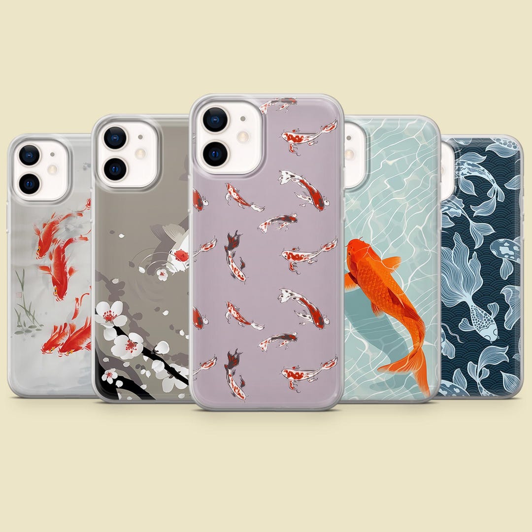 Koi Fish Phone Case Japanese Art Cover for iPhone 16 Pro Max 15 14 13 ...