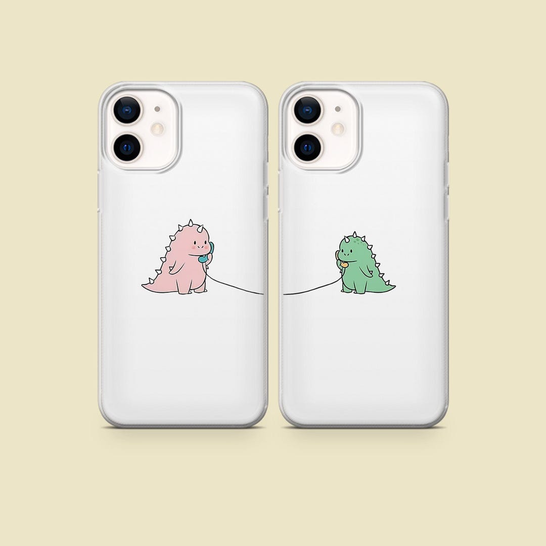 Cute Dinosaur Matching Couple Phone Case Funny Love Cover Fit for ...