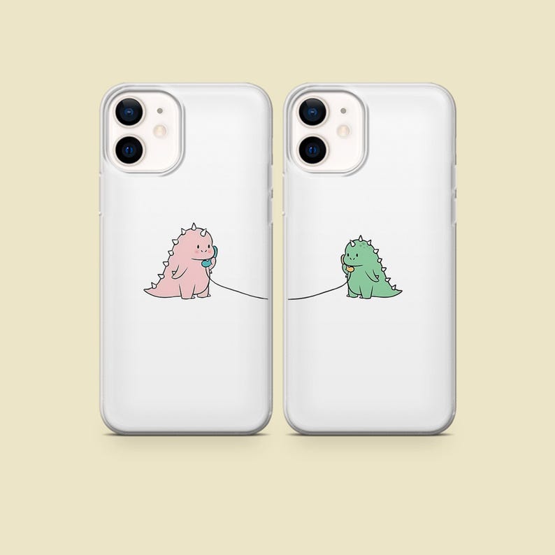 Cute Dinosaur Matching Couple Phone Case Funny Love Cover Fit for ...