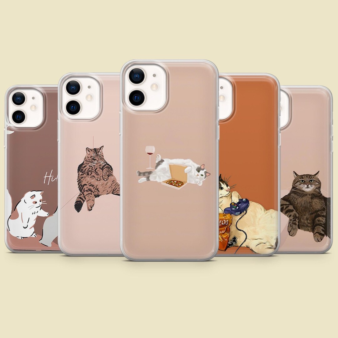 Funny Cat Phone Case Meme Aesthetic Cover for iPhone 16 15 14 13 12 11 ...