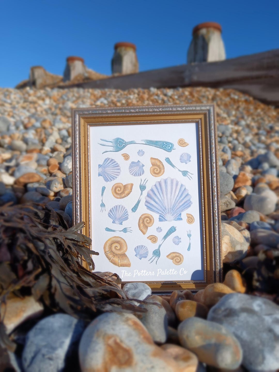 Ocean-themed Little Mermaid Art Print -lilac and Gold Seashells With ...