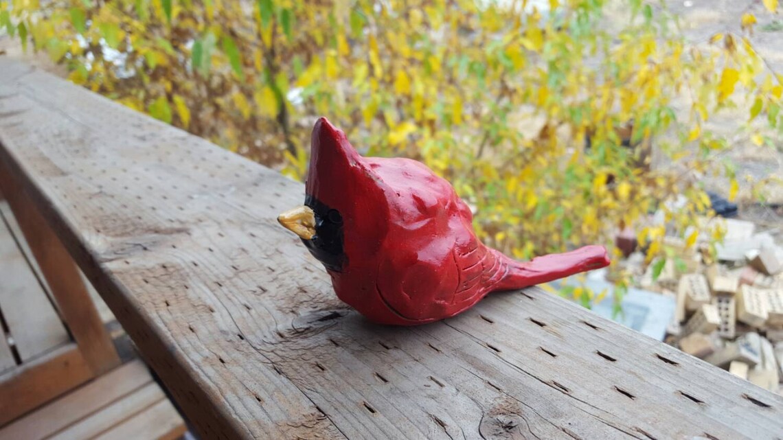 Stoneware Cardinal Sculpture - Etsy
