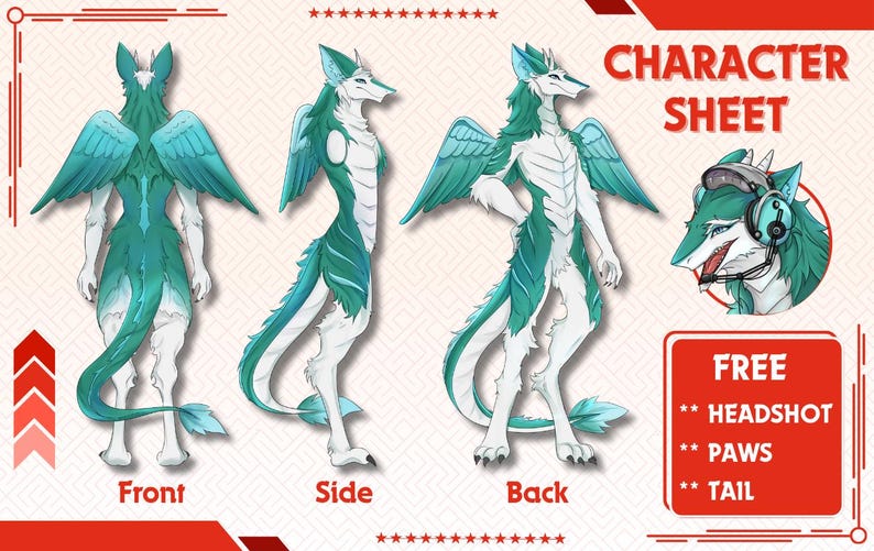 Fursona Reference Sheet Commission: Custom Furry Anthropomorphic ...