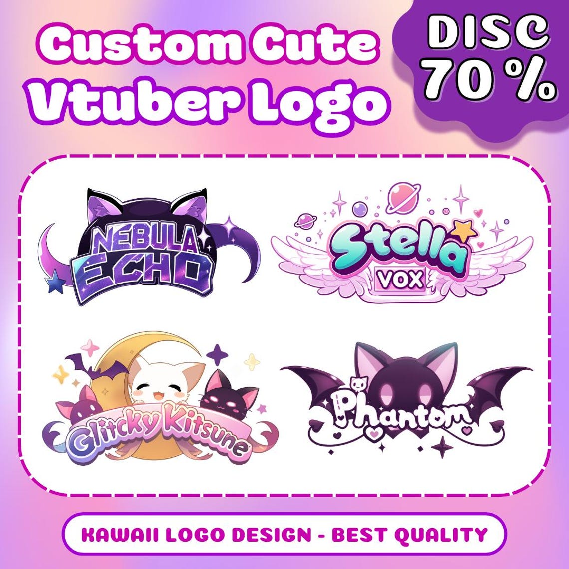 Custom Cute Vtuber Logo, Vtuber Logo, Cute Vtuber Logo, Kawaii Logo ...