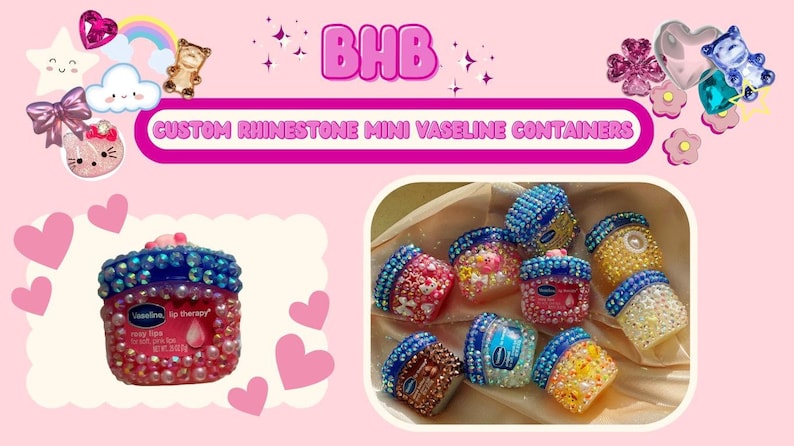 Custom Rhinestone Mini Vaseline Containers - Etsy