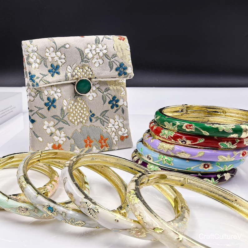 Vintage Enamel Bangle, Handmade Cloisonné Bracelet, Flower Flower for ...