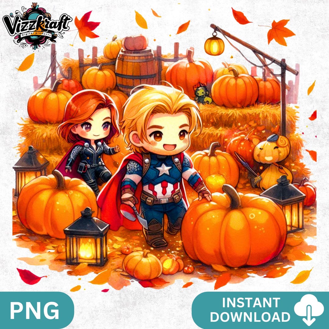 Chibi Superhero Fall PNG: Cartoon Sublimation Design (digital Download ...