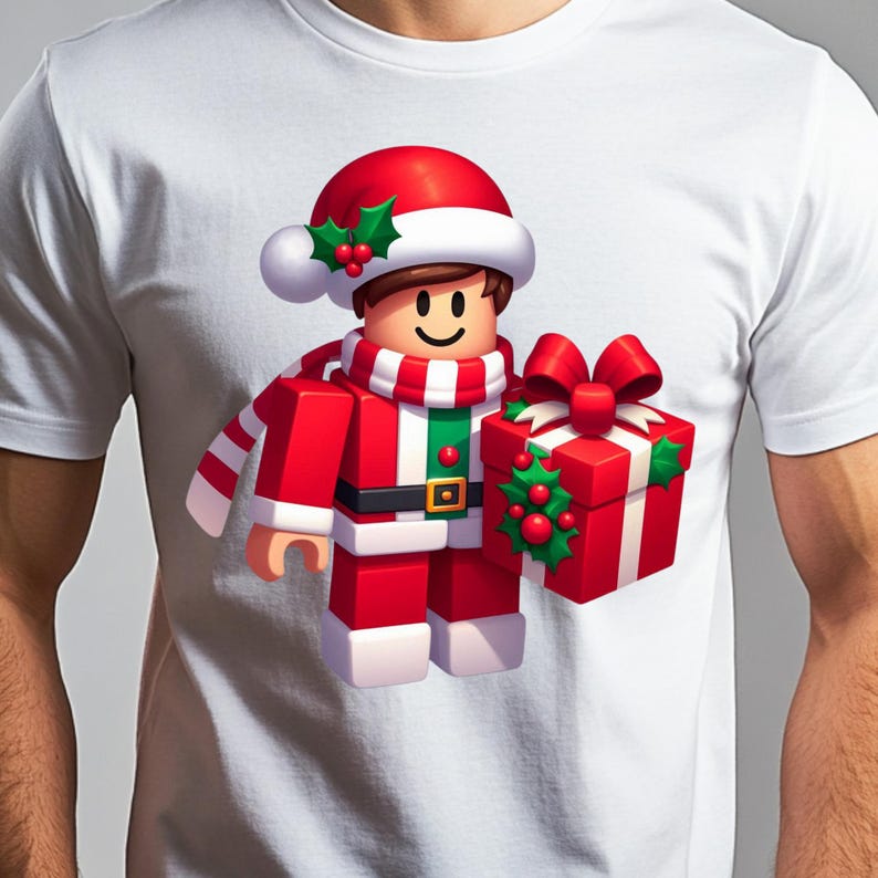 Block Character Christmas PNG | Santa Gift Clipart (digital Download ...