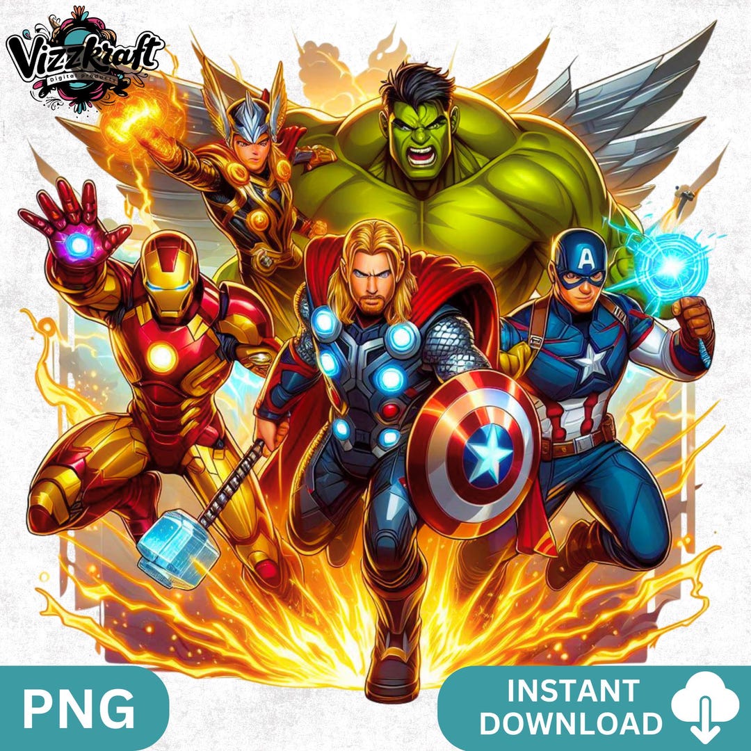 Superhero Team PNG: High-resolution Hero Shirt Design (digital Download ...