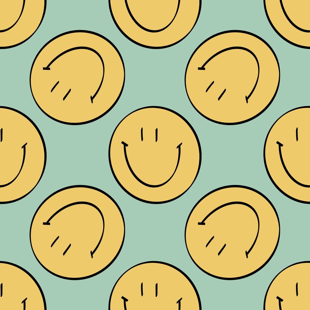 Smiley Face Seamless Pattern, Happy Face Fabric Design (digital ...