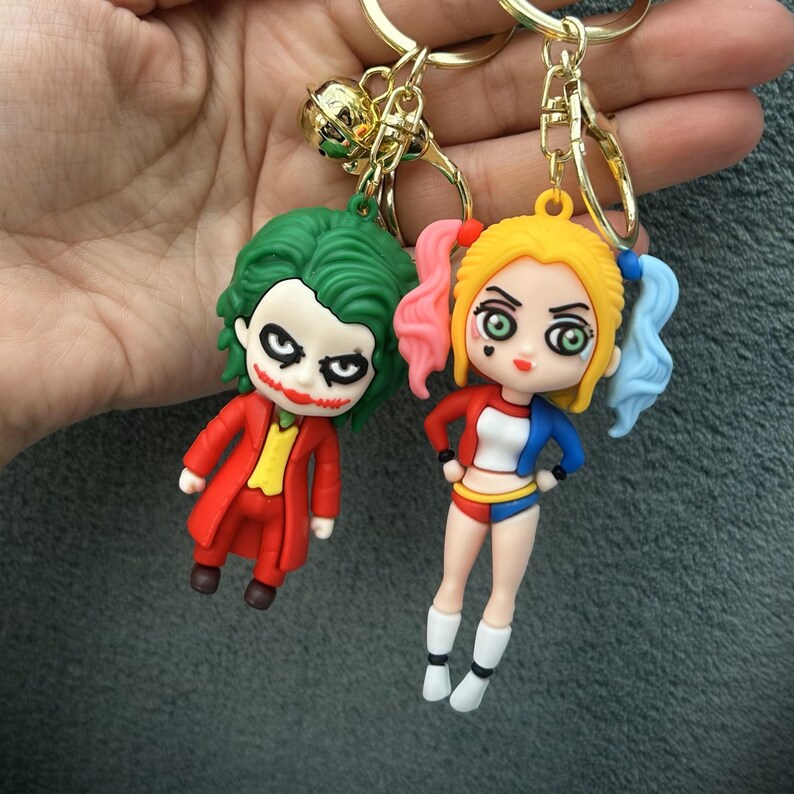 The Joker and Harley Quinn Keyring, Joker Keychain, Harley Quinn ...