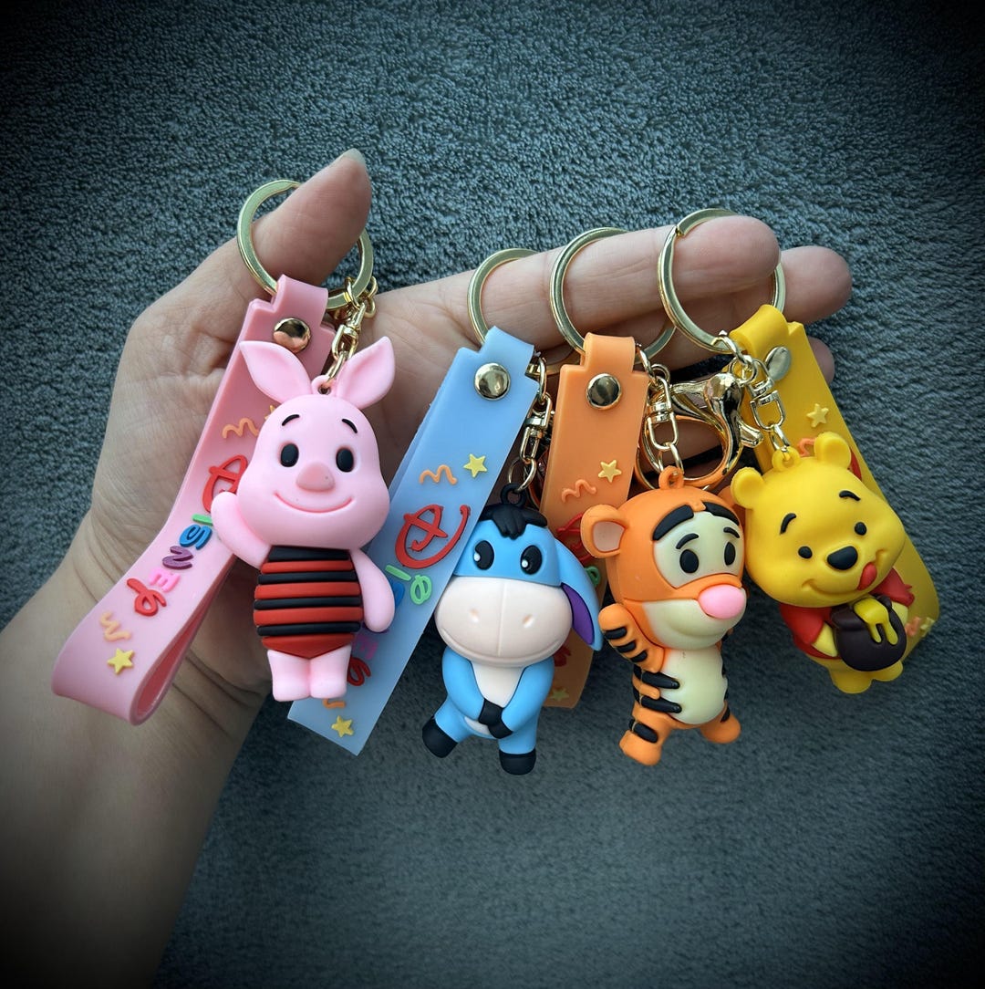 Winnie the Pooh Keychains, Tigger Keyring, Eyeore Keyring, Piglet ...