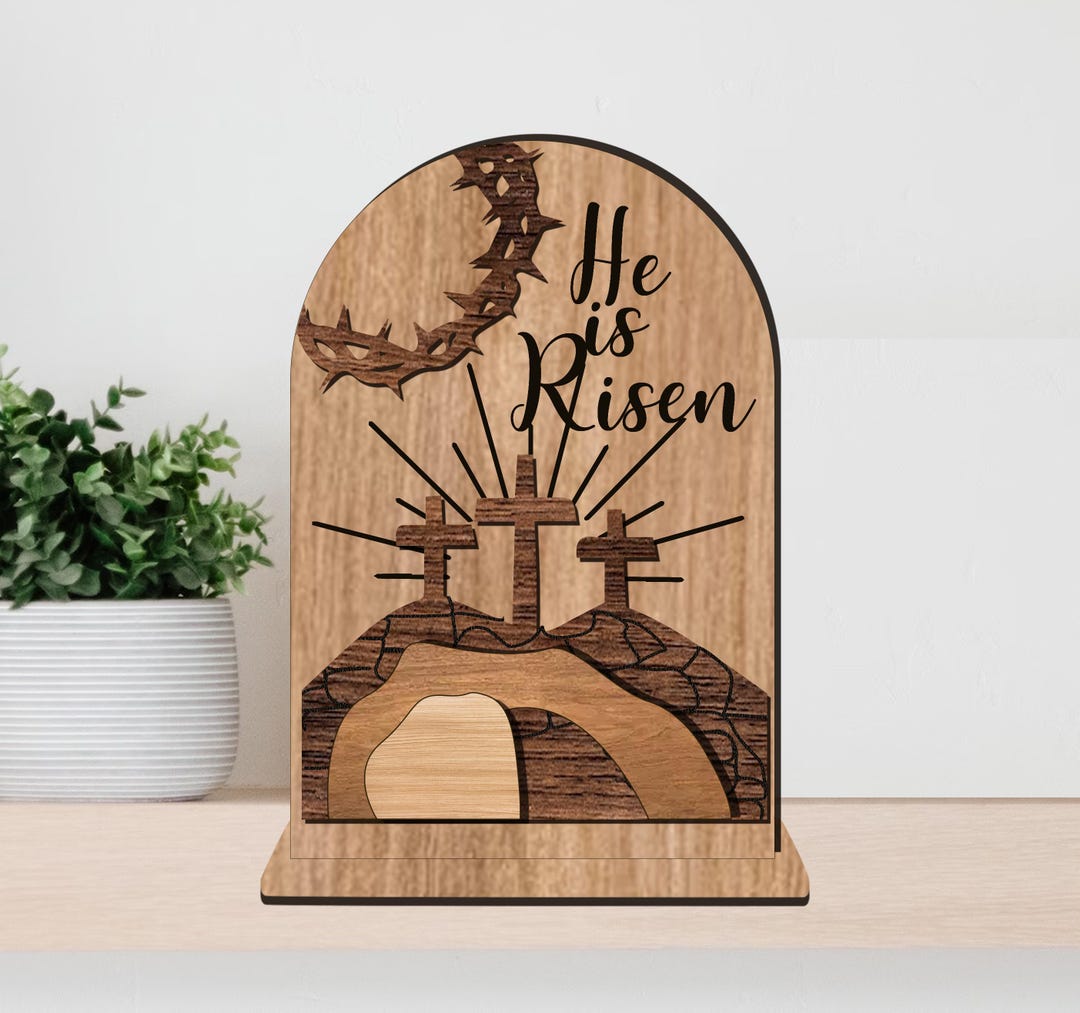 Empty Tomb He is Risen Religious Svg Laser Cut, Easter Decor, Christian ...