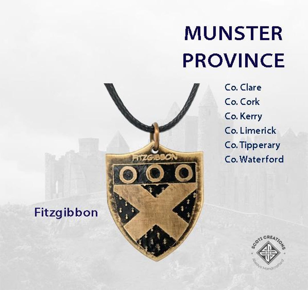 Fitzgibbon Irish Family Coat of Arms Necklace - Etsy
