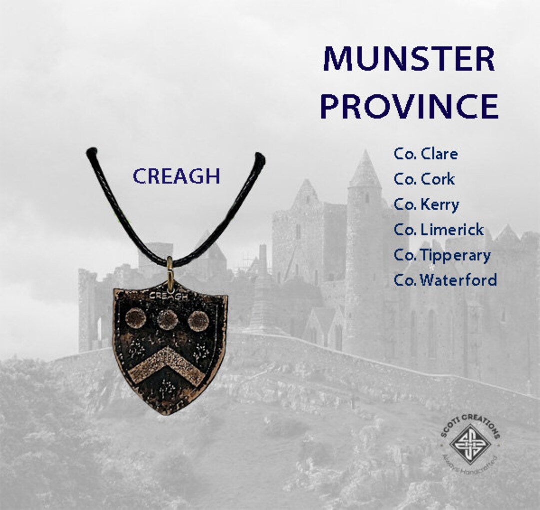 Creagh Irish Family Coat of Arms Necklace - Etsy