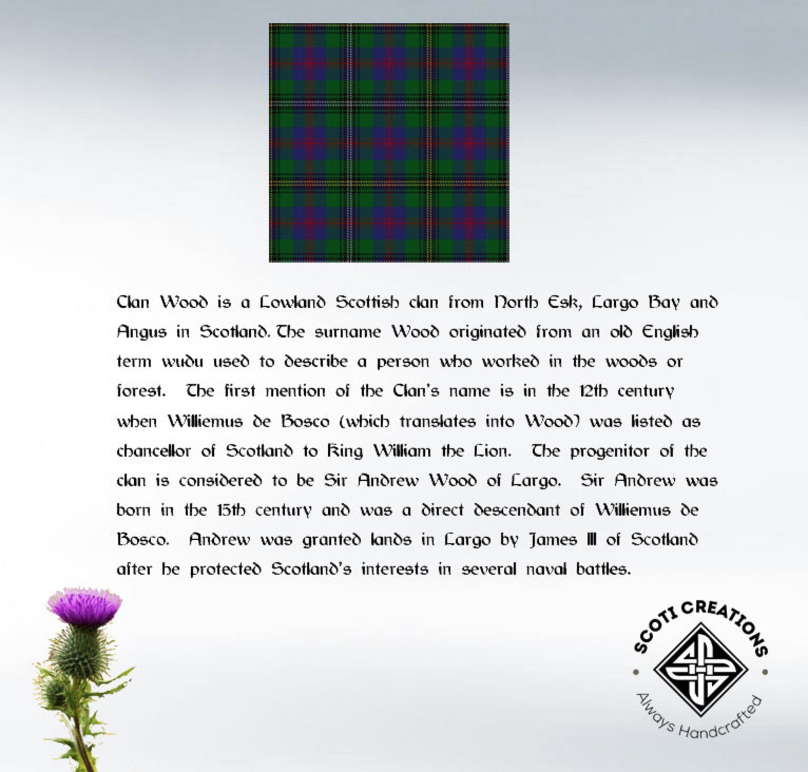 Clan Wood Badge, Scottish Lowland Clan - Etsy