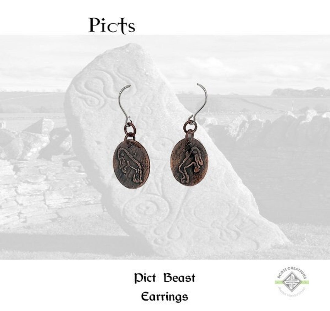 Pict Beast Earrings, Ancient Scottish - Etsy