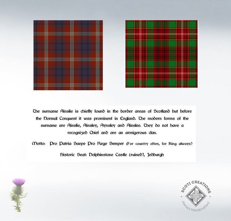 Clan Ainslie Badge, Scottish Border Clan - Etsy