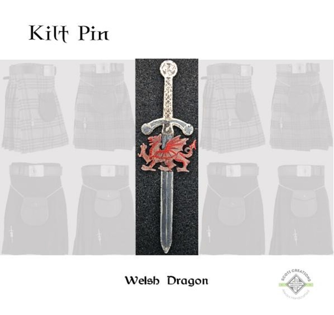 Kilt Pin Welsh Dragon - Etsy