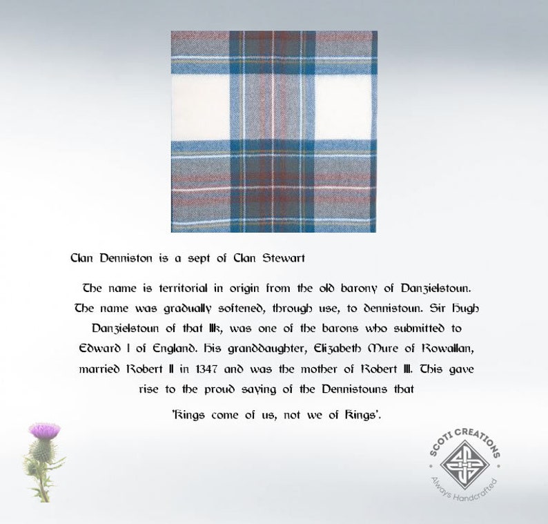 Clan Denniston, Highland Clan, Sept of Stewart - Etsy