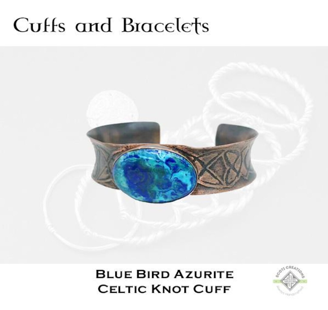 Bluebird Azurite Celtic Knot Cuff - Etsy